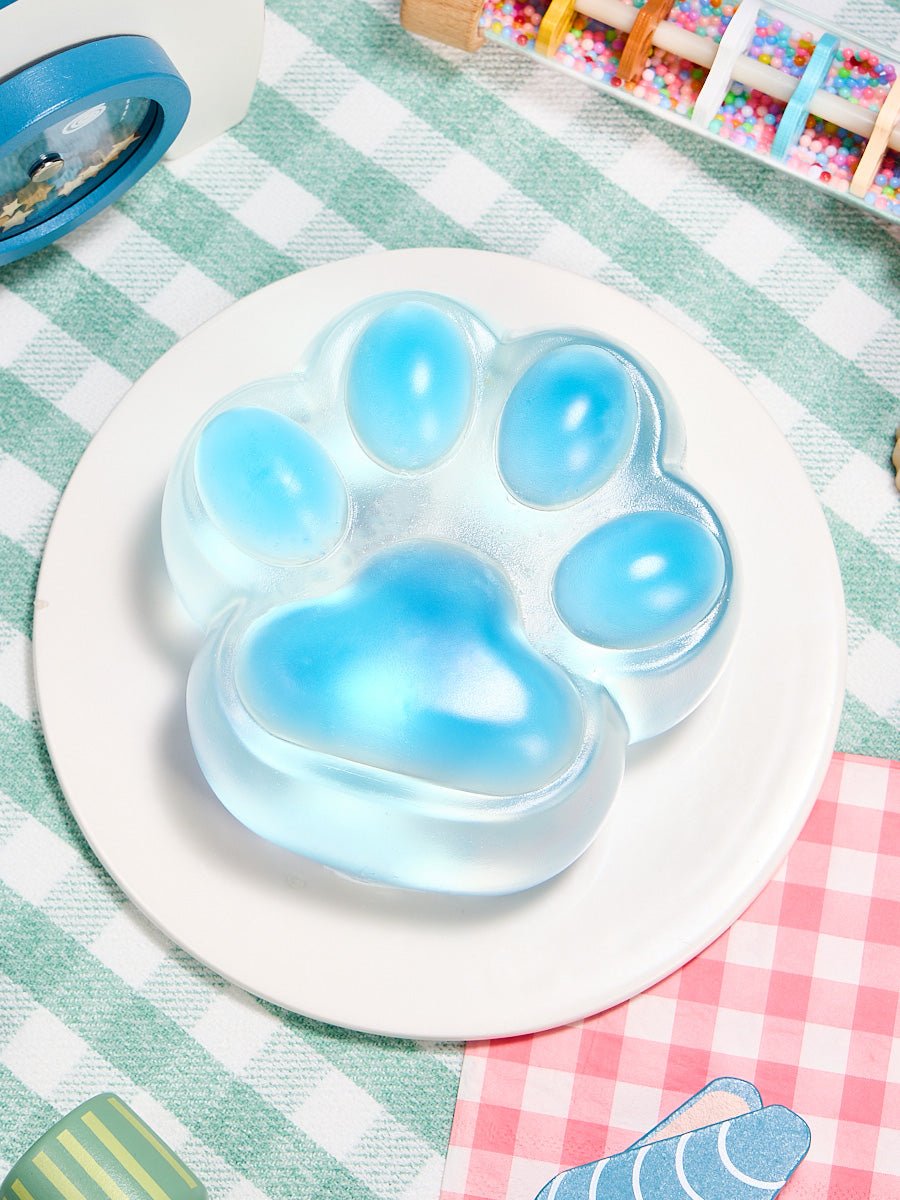 Jumbo Transparent Blue Paw Squishy — Slow-Rise Taba Toy | TABASQUISHY®
